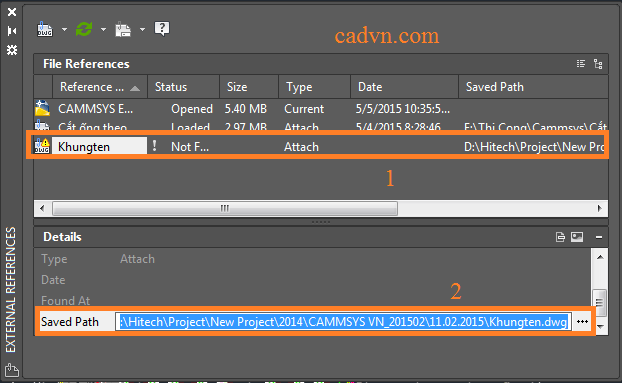 Cách khắc phục lỗi file xref khi mở bản vẽ chính